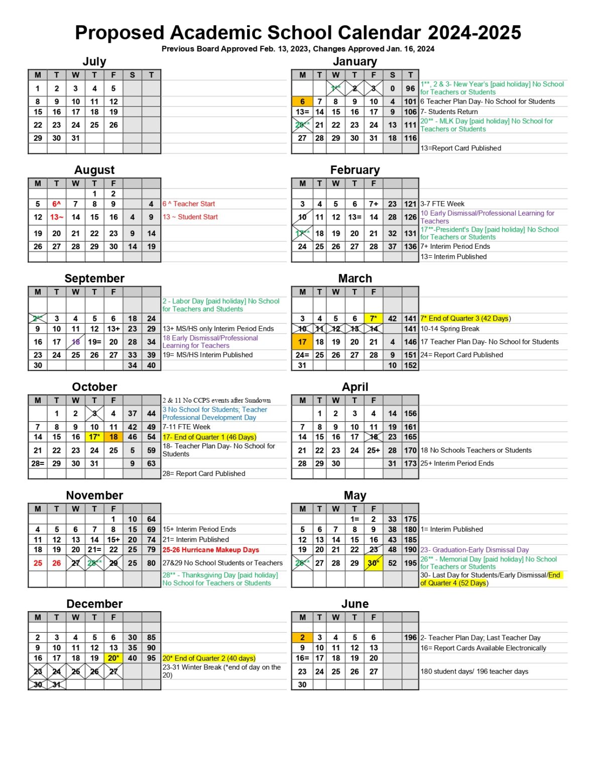 Collier County School Calendar 2024-2025 [District Calendar]