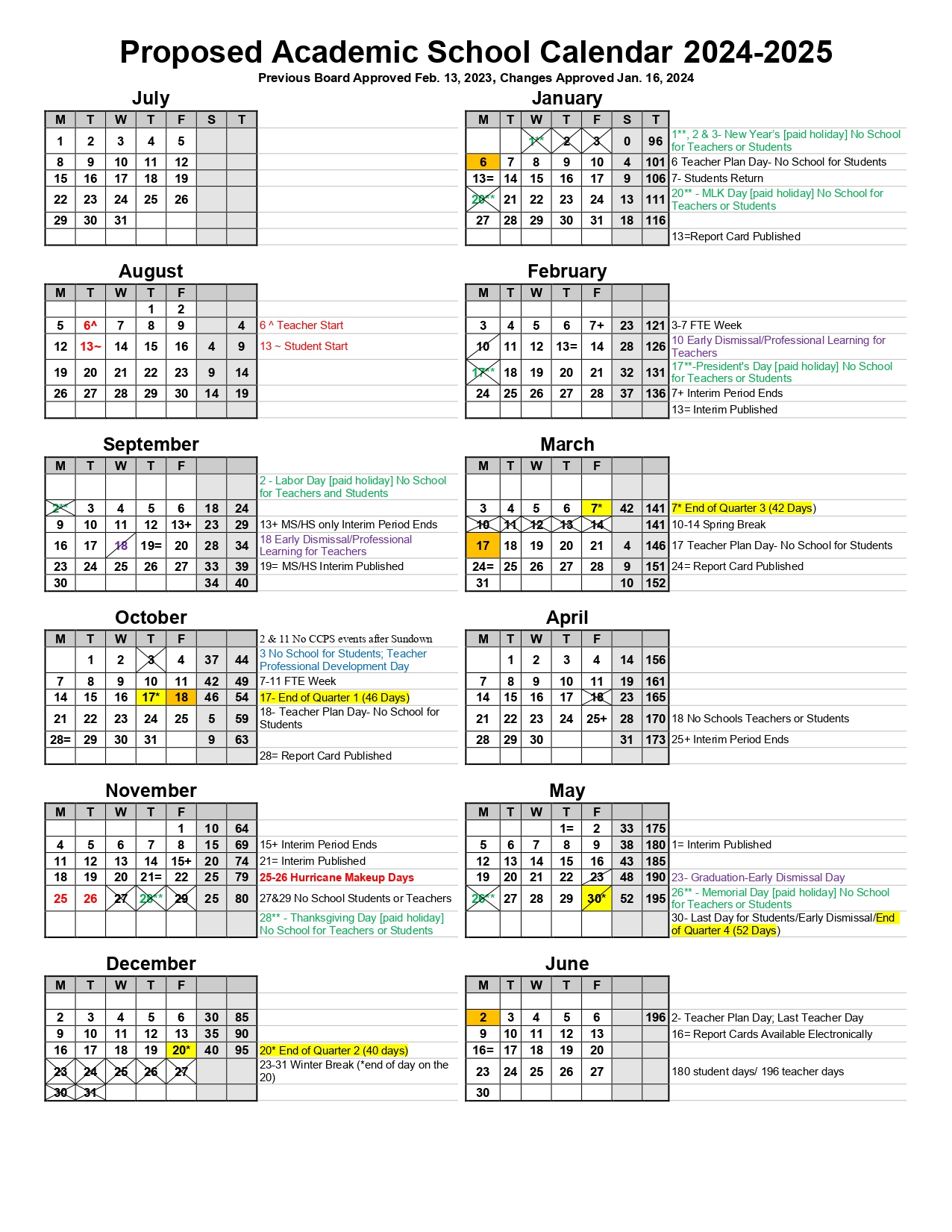 Collier County School Calendar 2024-2025 [District Calendar]